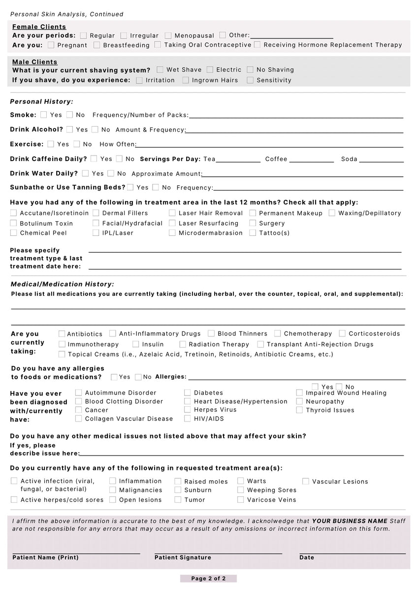FREE DOCUMENT. SKIN ANALYSIS FORM .EDIT THEM ACCORDINGLY – Sass-Thetics ...